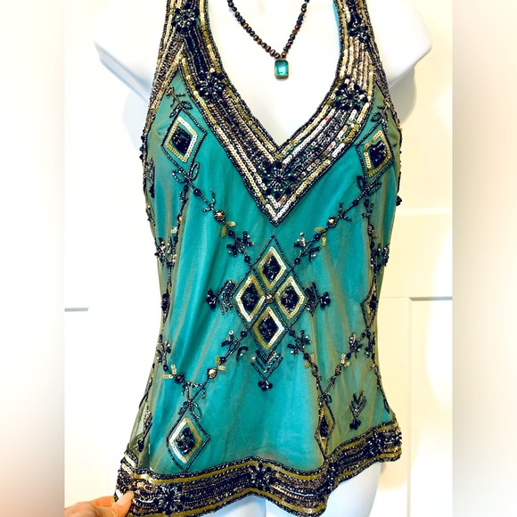 Scala | Tops | Scala Super Sexy Vintage Sequence Halter Style Top Vneck ...
